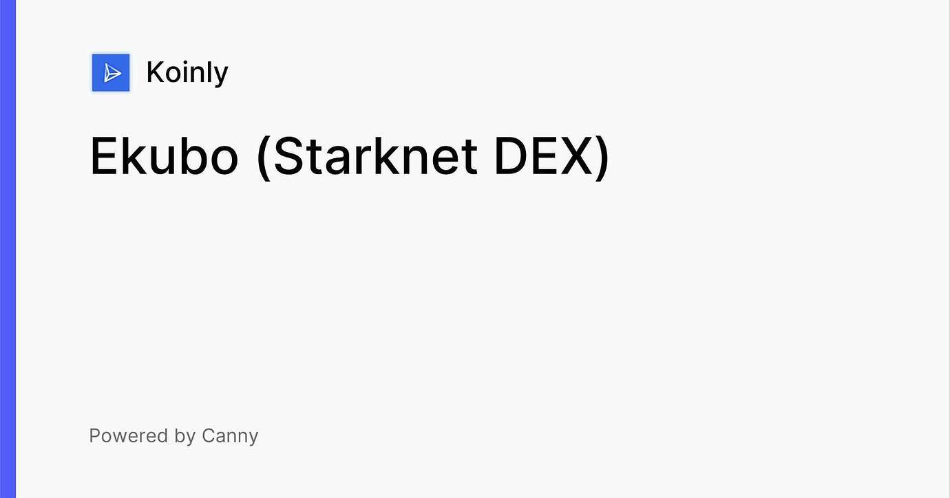 Support Liquidity pool of Ekubo (Starknet DEX platform) - Koinly ...