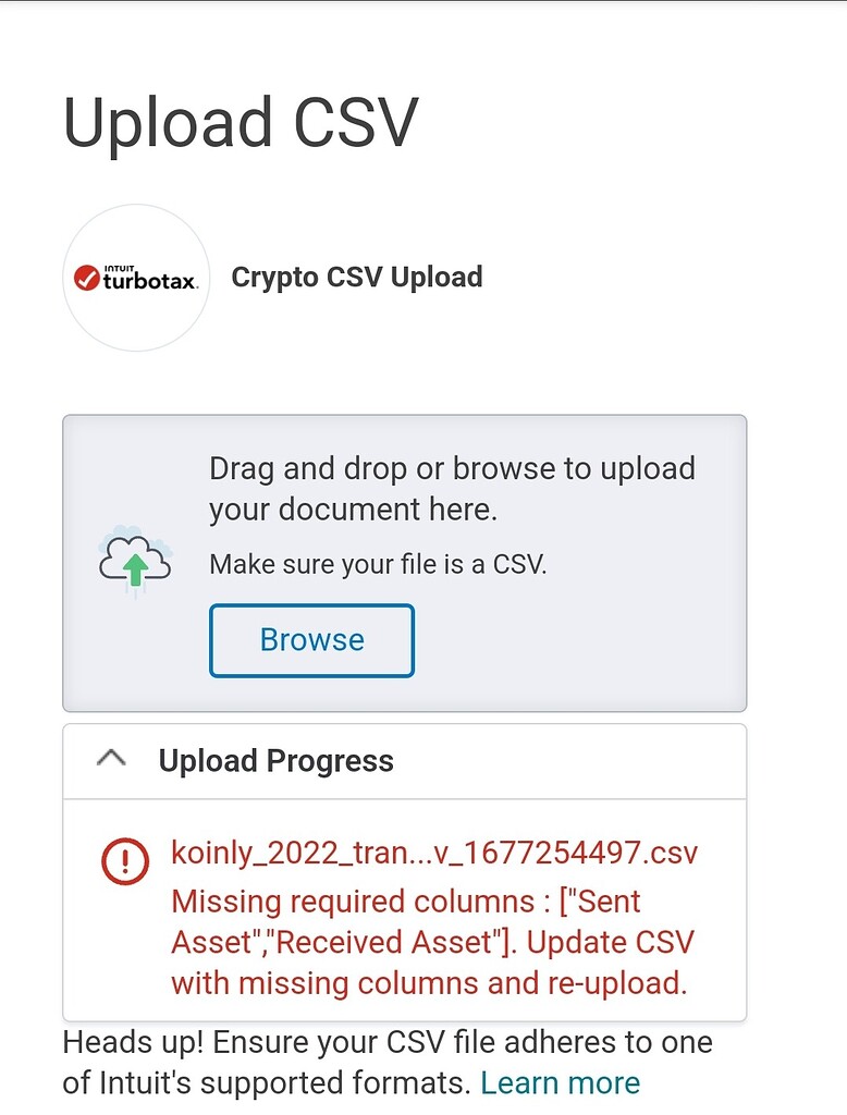 Turbo tax csv not correct - Tax Questions - Koinly