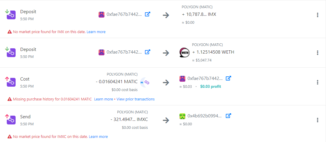 How to treat IMX, imxB, and imxC transactions (more in comments ...